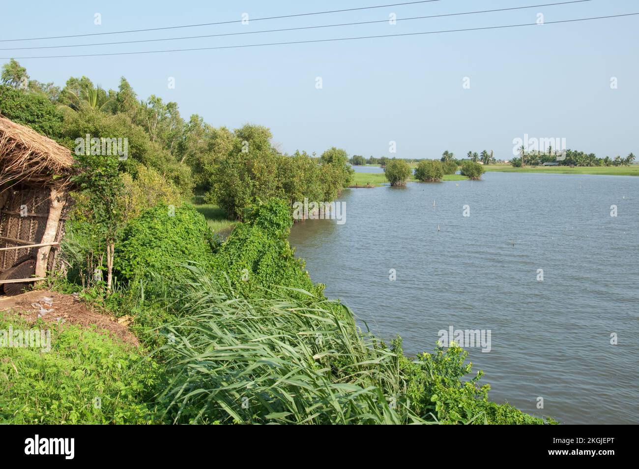 View of Lake Aheme, Benin. Lake Aheme is a Voodou Centre in Benin, but ...