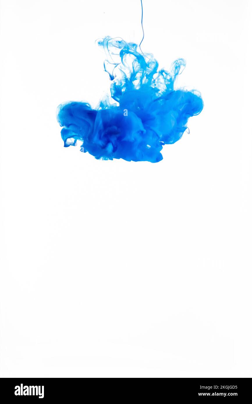 Blue color flowing in smoke forms, smooth abstract moving by acrylic ...