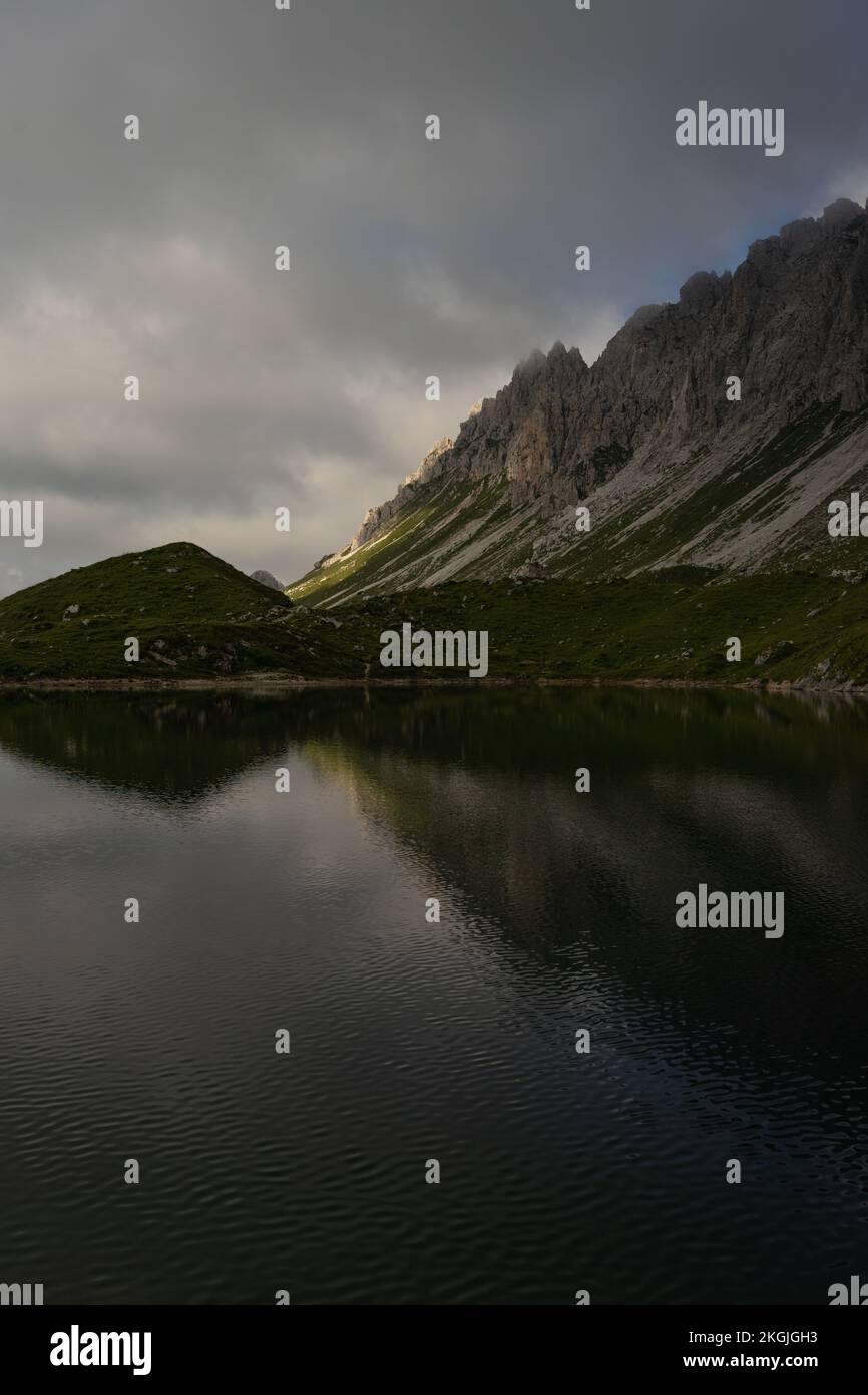Peaceful scenery of the Olbe Lakes under gloomy sky, north-east of ...