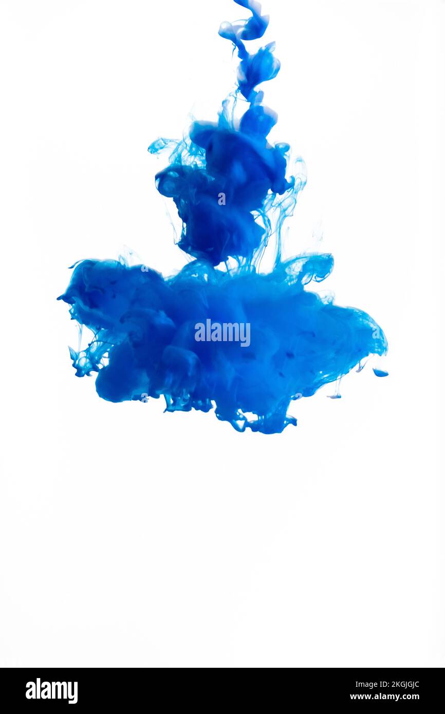 Blue color flowing in smoke forms, smooth abstract moving by acrylic ...