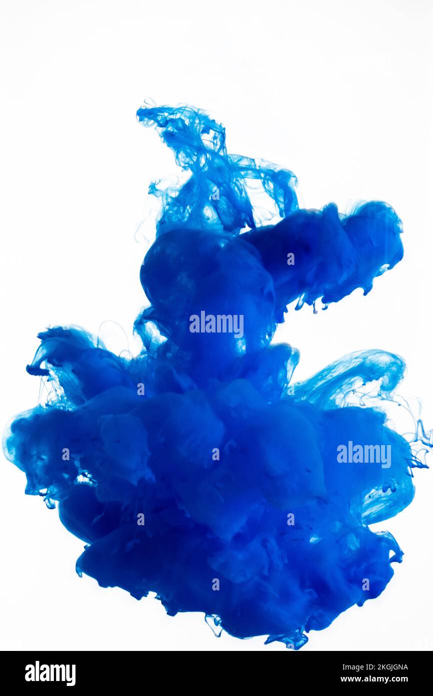 Blue color flowing in smoke forms, smooth abstract moving by acrylic ...