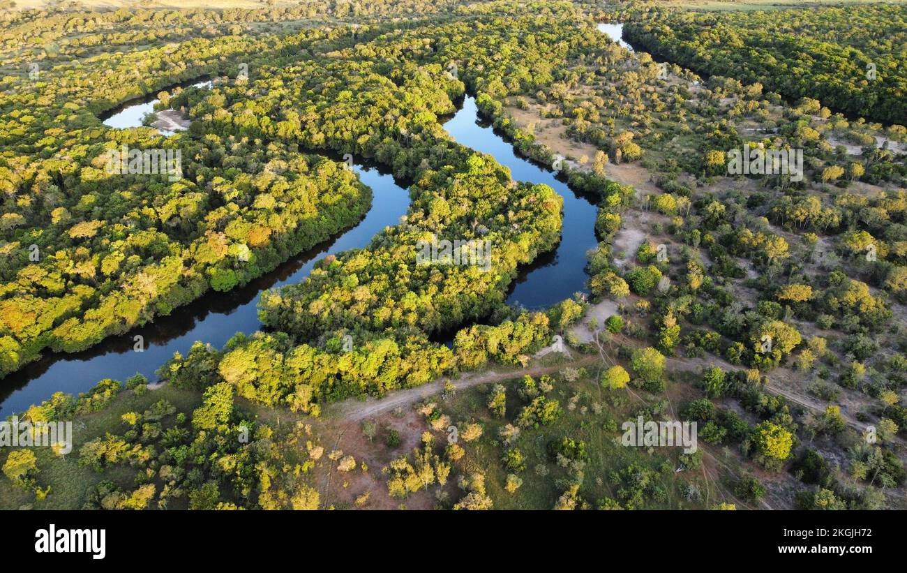 An aerial view of the Rio Cristalino river in Mato Grosso, Brazil Stock ...