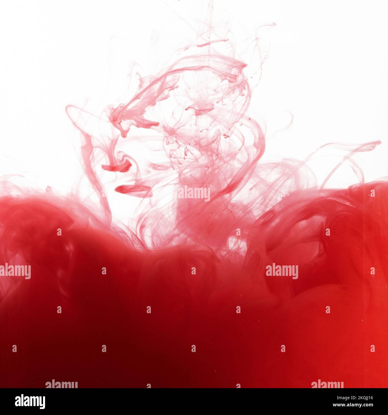 Red color flowing in smoke forms, smooth abstract moving by acrylic ...