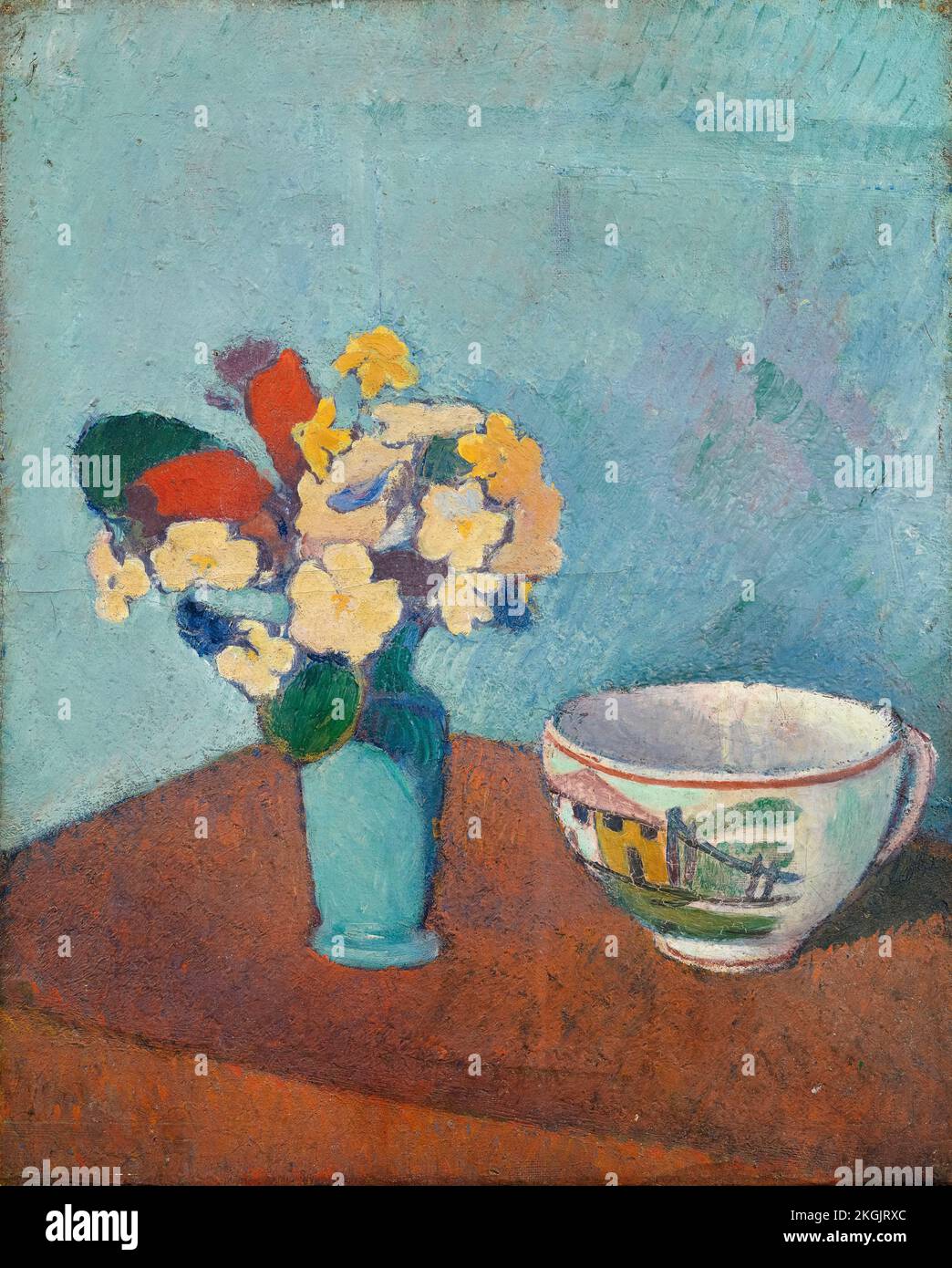 Emile Bernard, Vase with Flowers and Cup, still life painting in oil on ...