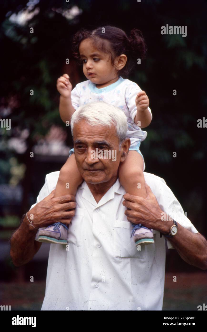 Grand Son with Grand Father, India Stock Photo - Alamy