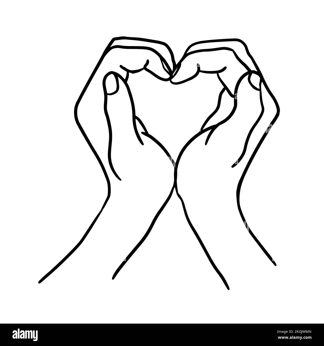 Heart from hands. Line drawing. Happy Valentine's Day. Vector ...