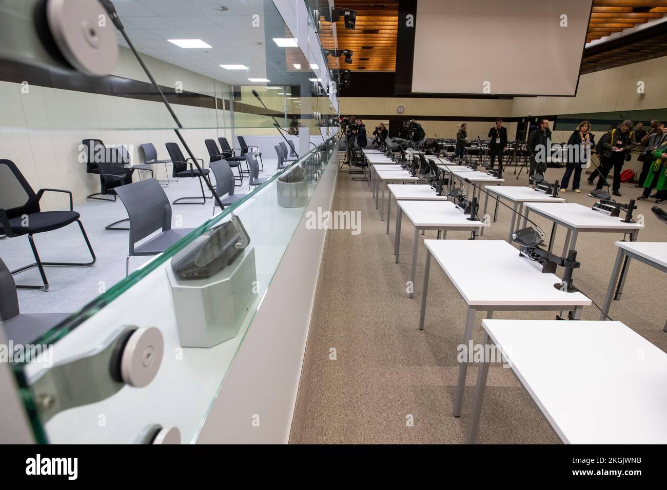 The accused box pictured during a press visit to the adapted Popelin ...