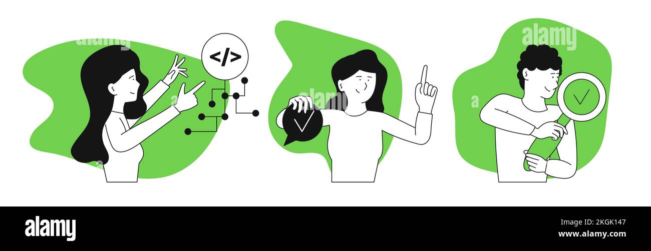 Task management vector illustration with people set. Business schedule ...