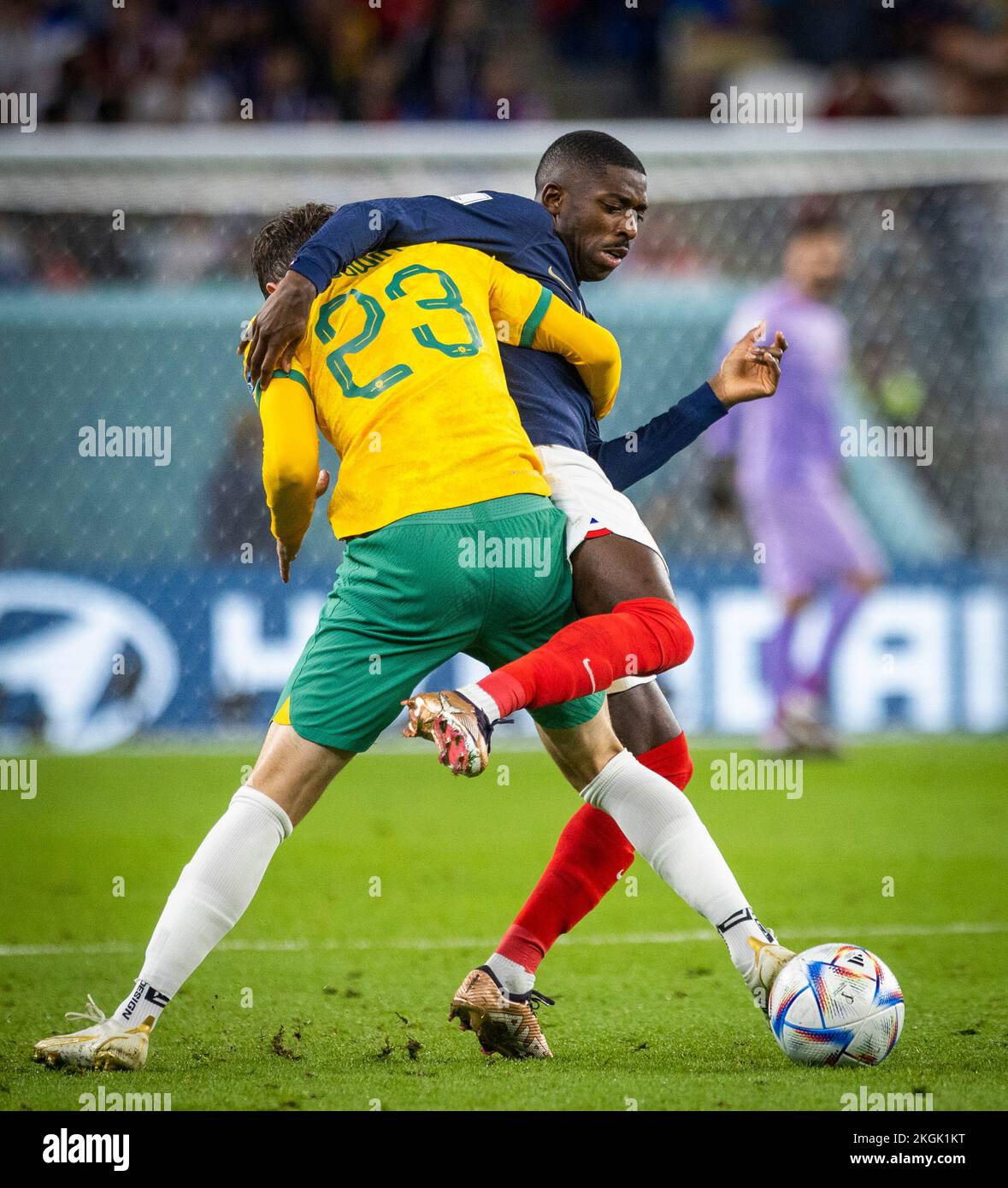 Doha, Qatar. 22nd Nov, 2022. Ousmane Dembele (FRA), Craig Goodwin (AUS ...