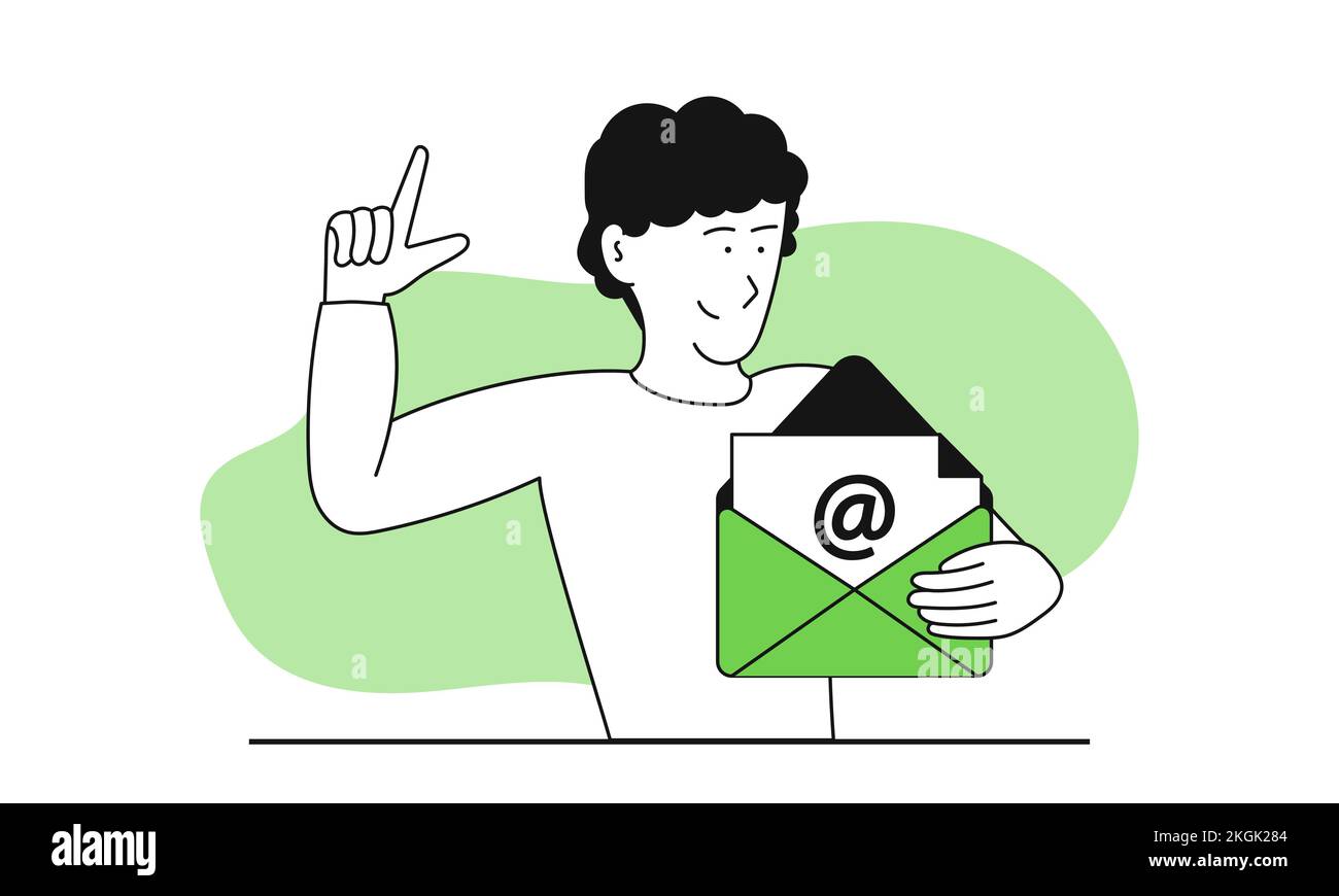 Business email and man holding envelope vector illustration concept ...