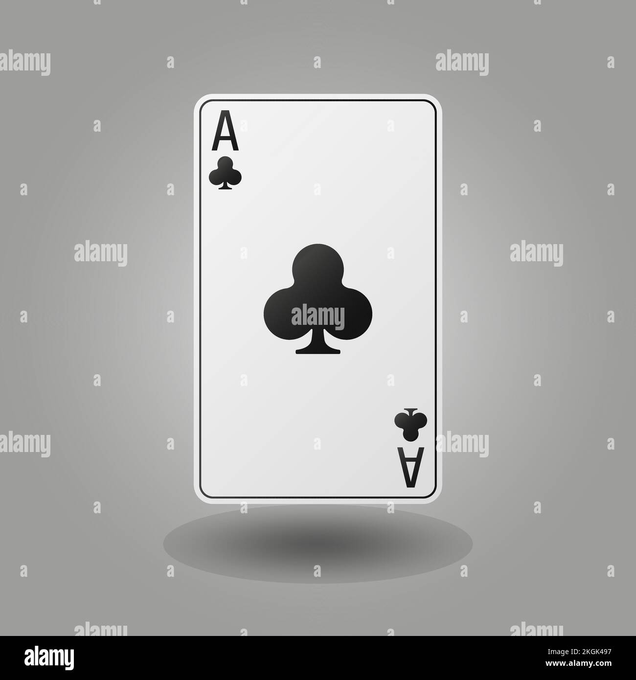 Black and white playing card Ace with a symbol or sign of clubs on a ...
