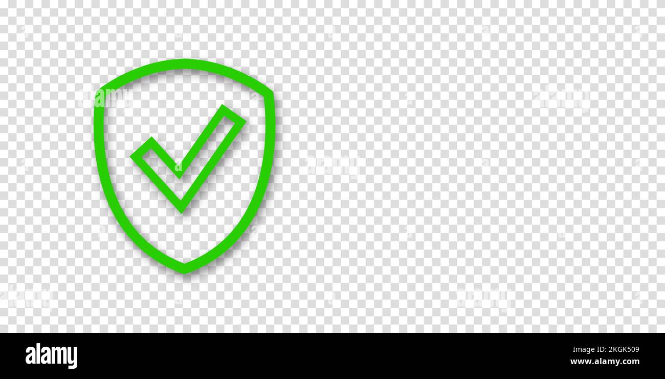 Banner shield check mark icon. Place for your text. Cope space. Vector ...