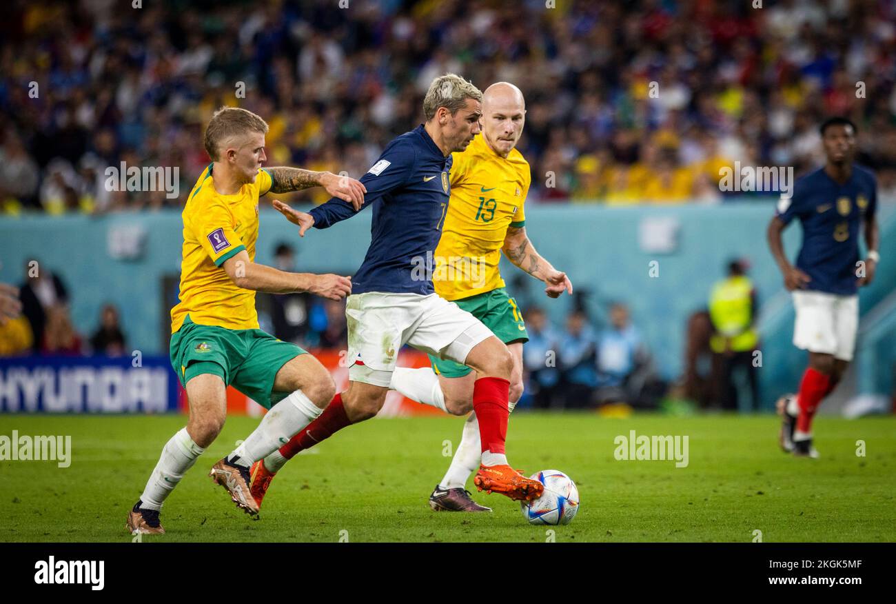Doha, Qatar. 22nd Nov, 2022. Riley McGree (AUS), Antoine Griezmann (FRA ...