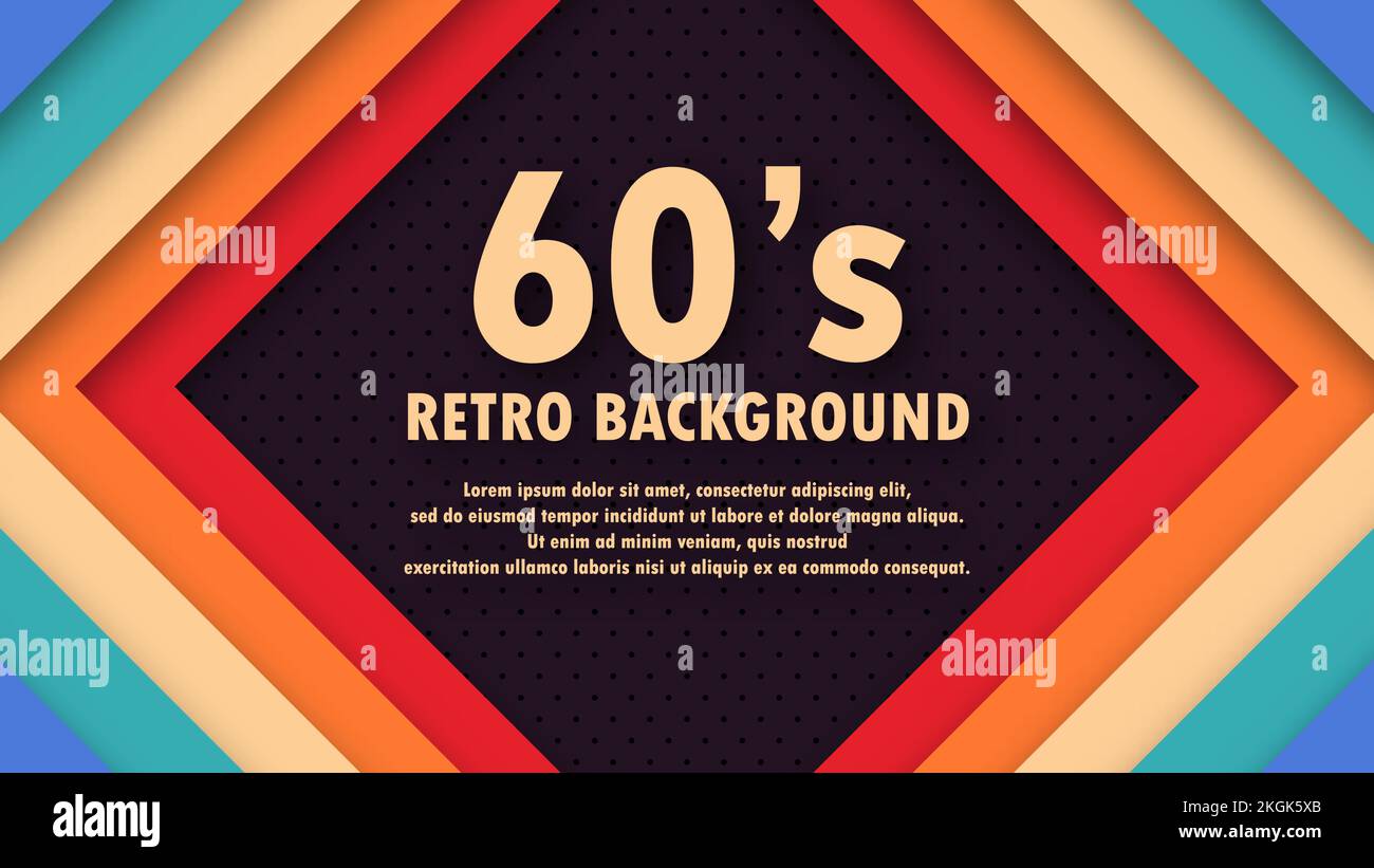 Abstract funky 1960's background with rhombus elements and retro colors ...