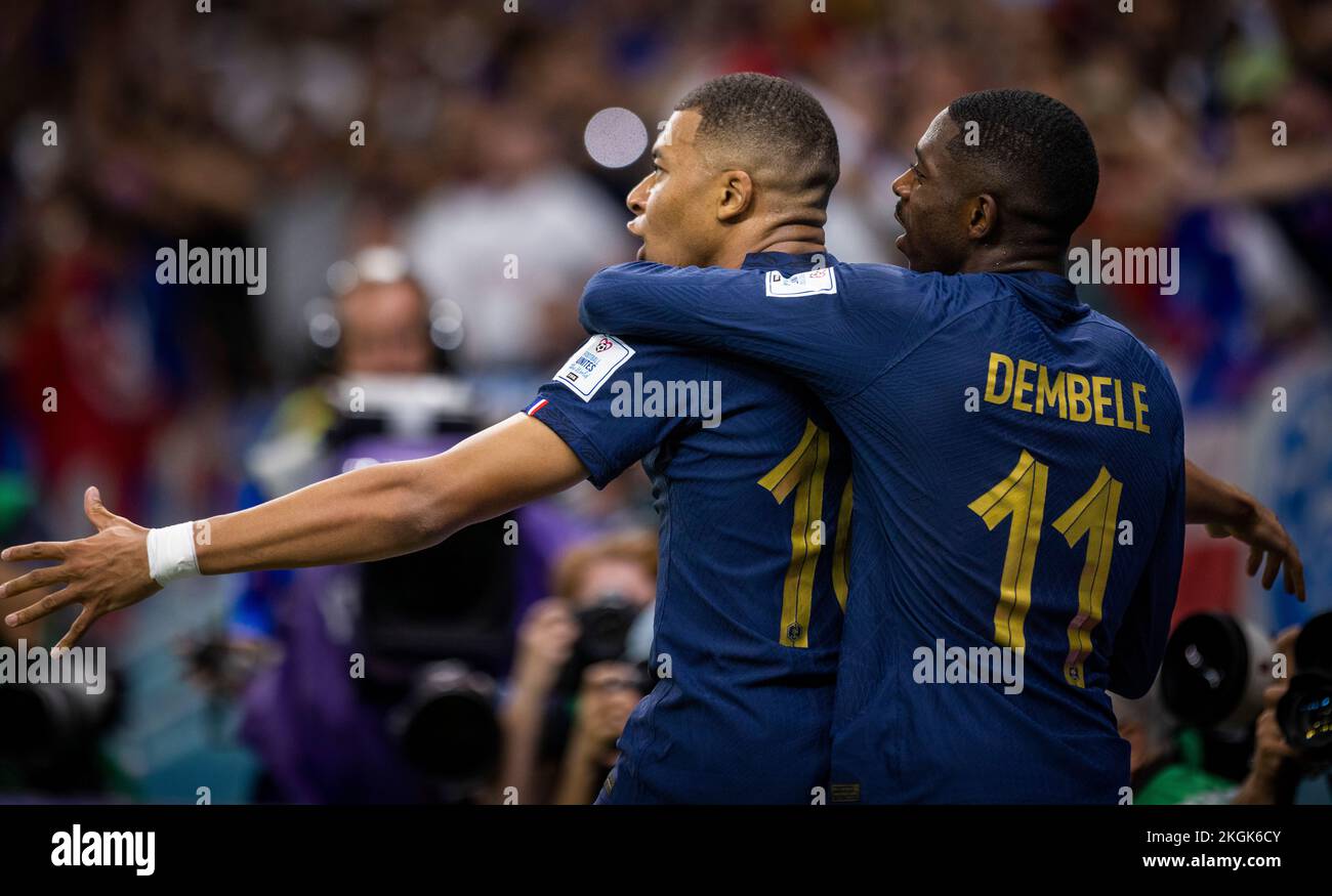 Doha, Qatar. 22nd Nov, 2022. Torjubel: Kylian Mbappe (FRA), Ousmane ...