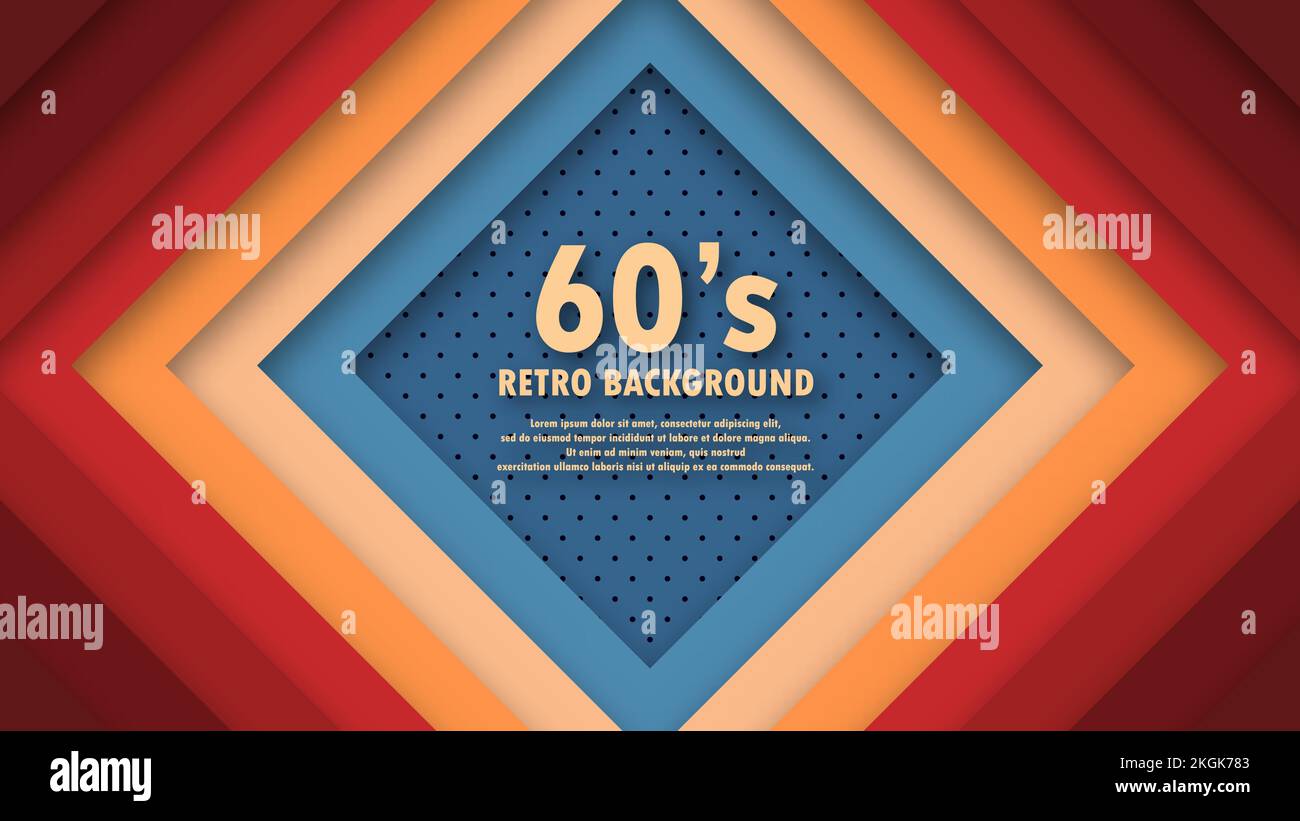 Abstract funky 1960's background with rhombus elements and retro colors ...