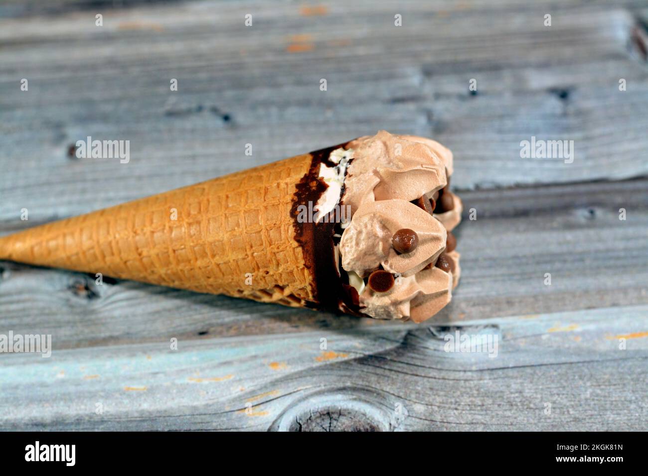 Ice cream of cocoa creamy chocolate cone with topping of chocolate ...