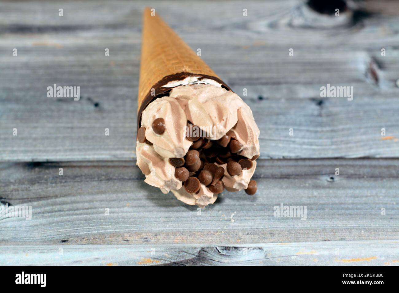 Ice cream of cocoa creamy chocolate cone with topping of chocolate ...