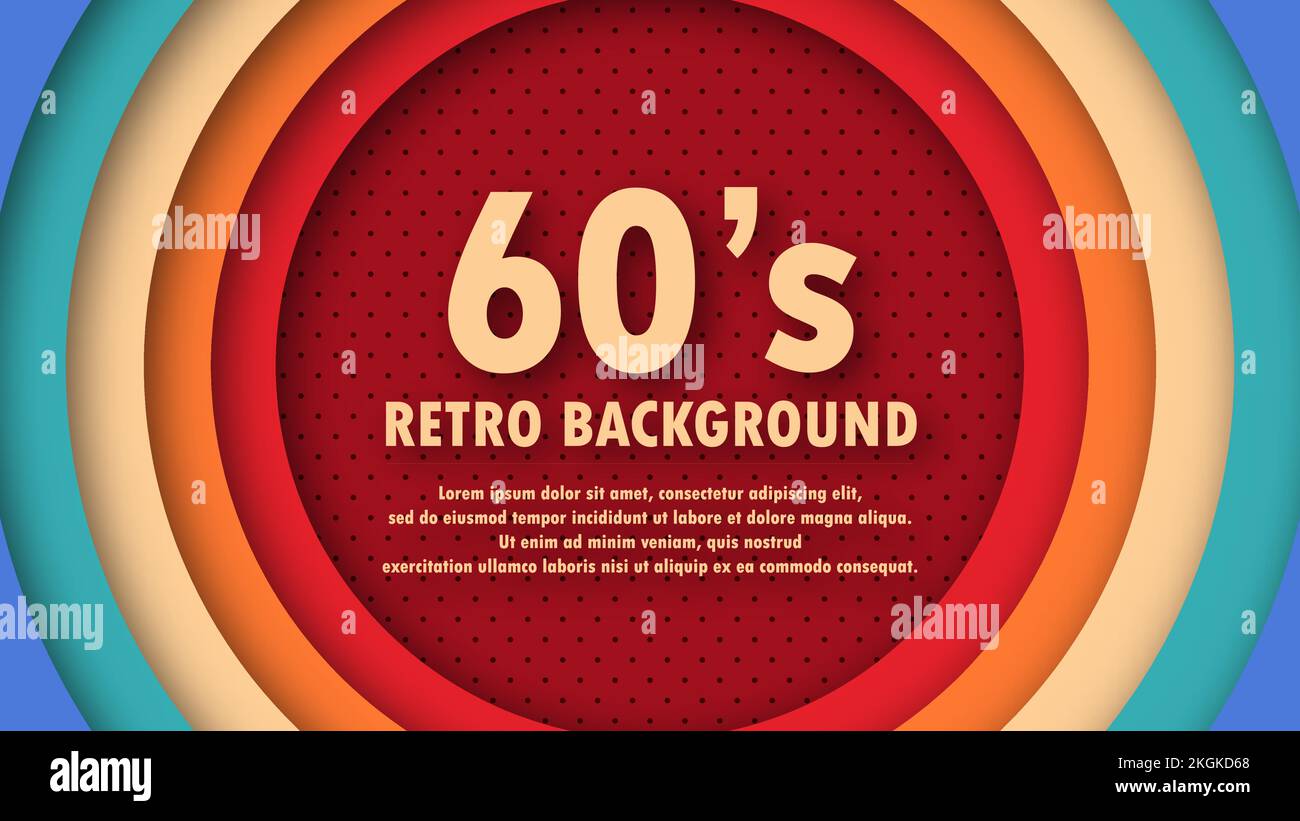 Abstract 1960's perforation background with retro colors and circles ...