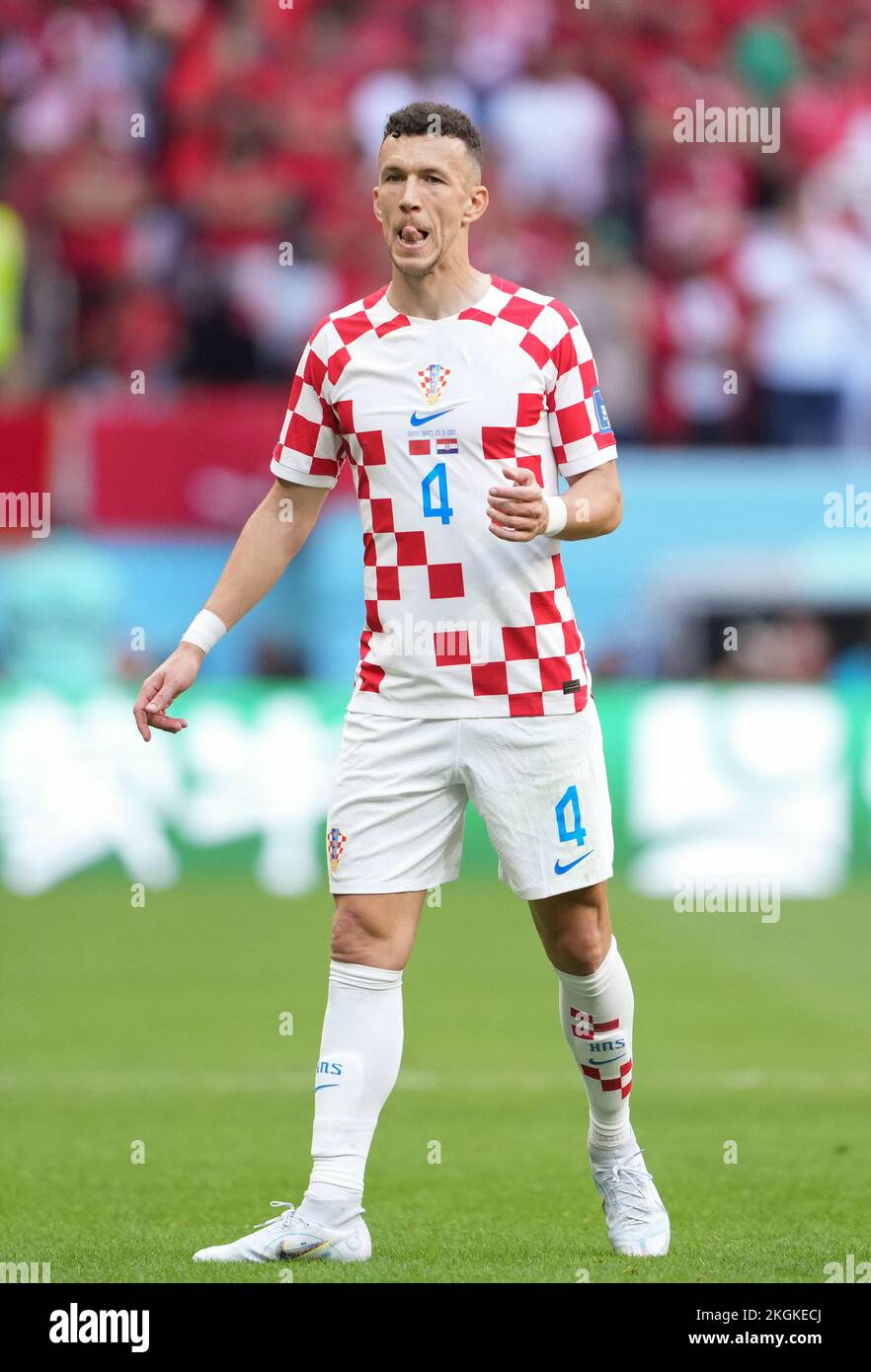 Al Khor, Qatar. 23rd Nov, 2022. Ivan Perisic of Croatia reacts during ...