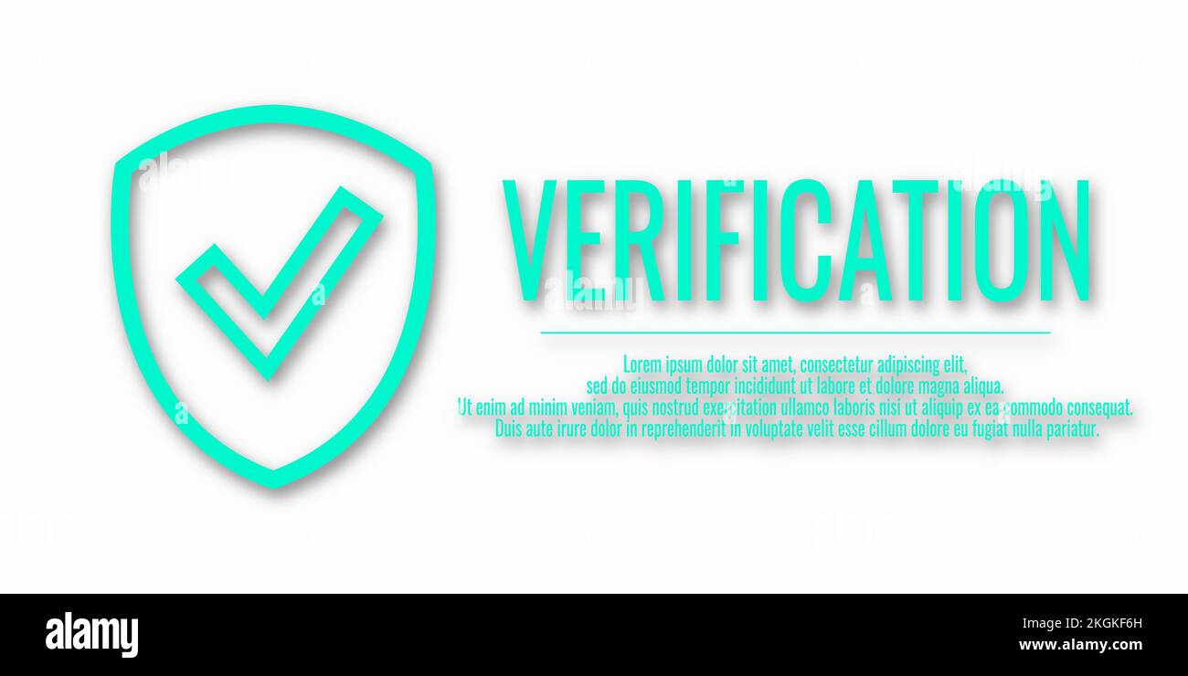 Vector illustration with word Verification on a white background ...