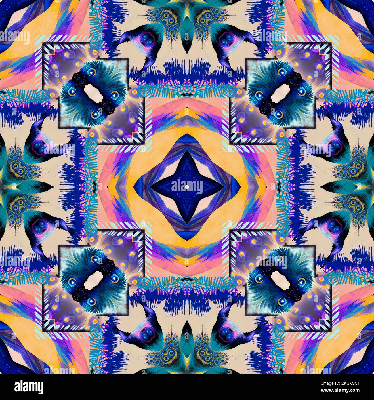 Brilliant peacock eye geometric wallpaper pattern. Elegant blur shimmer ...