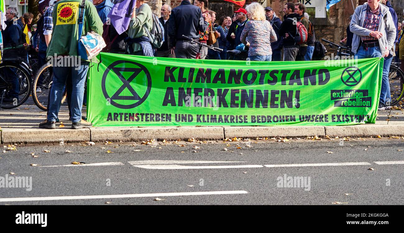 Hannover, Germany, October 22, 2022: Demonstrators from extinction ...