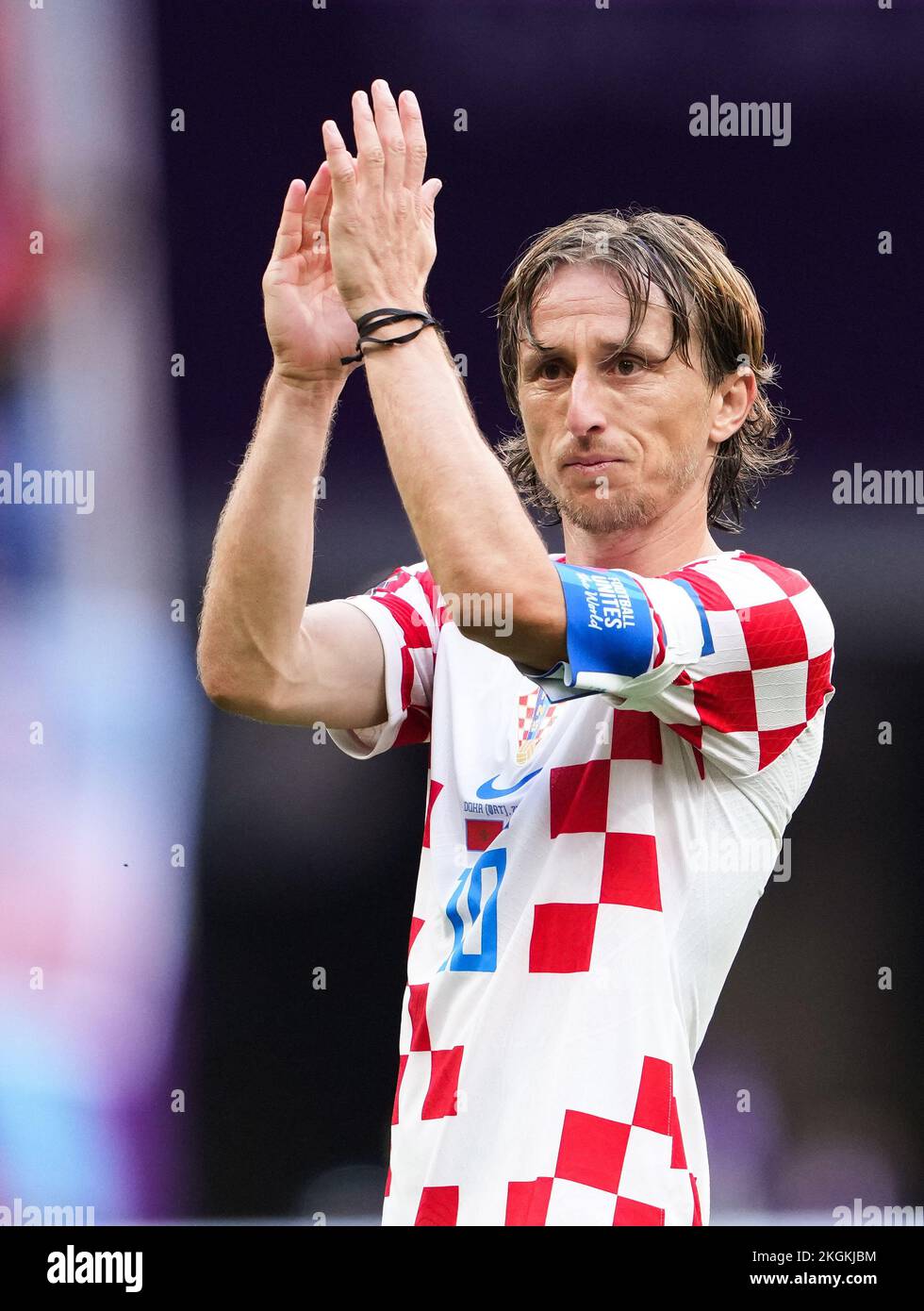 Al Khor, Qatar. 23rd Nov, 2022. Luka Modric of Croatia greets the ...