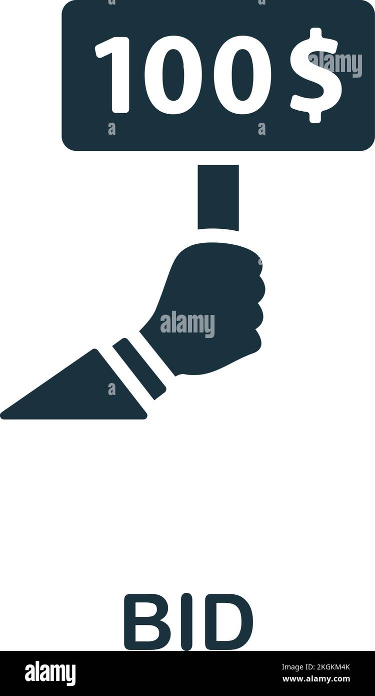 Bid icon. Simple line element stock market symbol for templates, web ...