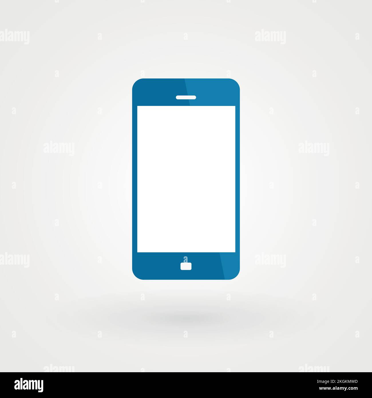 Device icon: blue smart phone. Empty screen. Vector illustration, flat ...