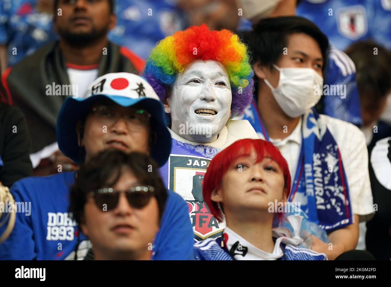 Japan fans wearing a rainbow wig ahead of the FIFA World Cup Group E ...