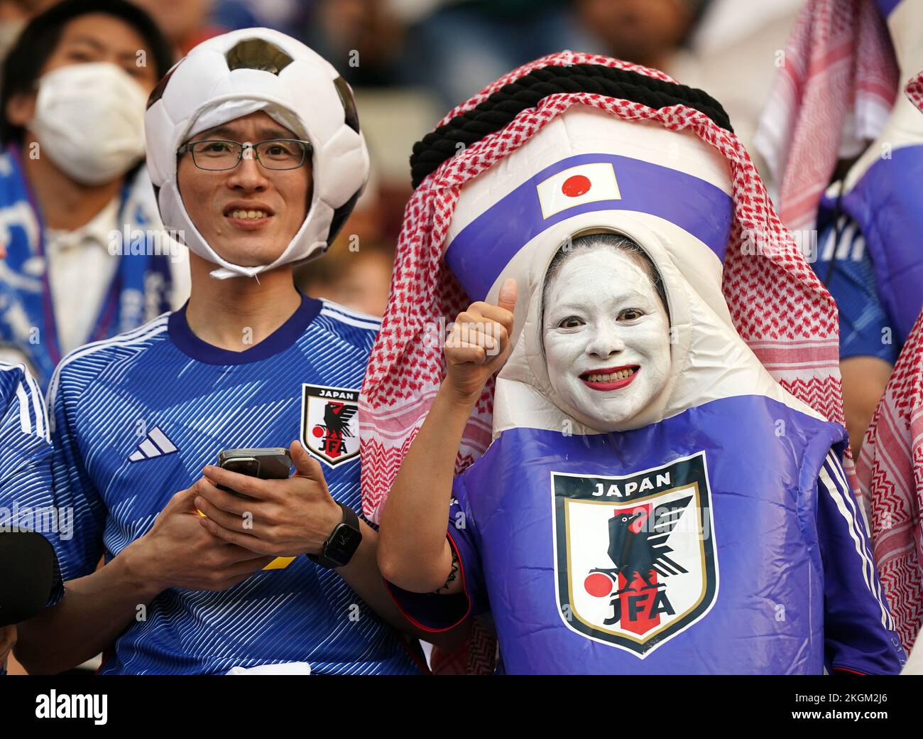 Japan fans ahead of the FIFA World Cup Group E match at the Khalifa ...
