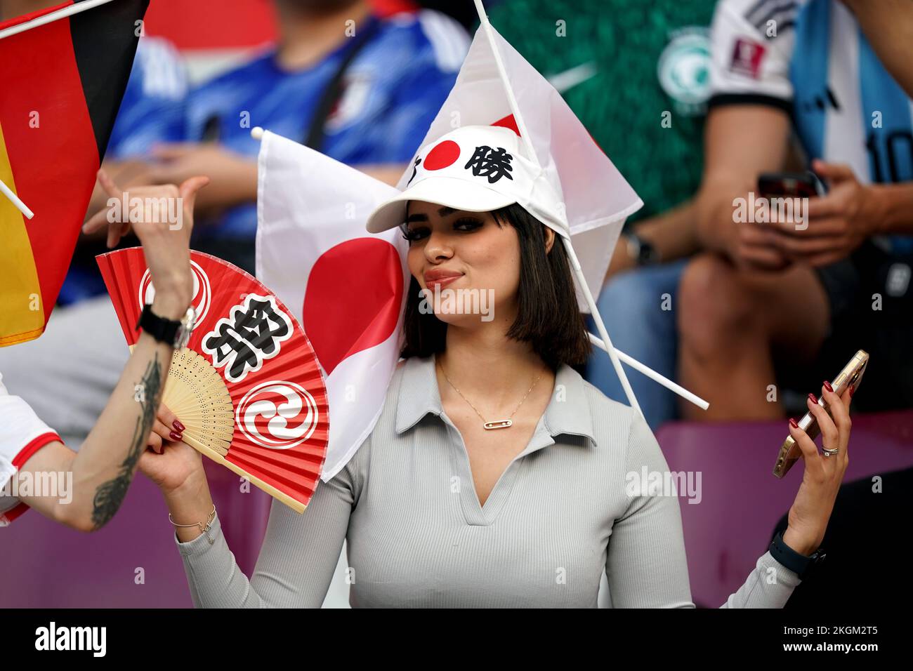 Japan fans ahead of the FIFA World Cup Group E match at the Khalifa ...