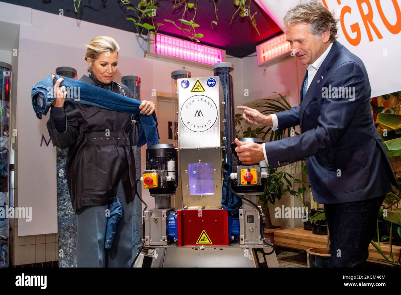 Queen Maxima of the Netherlands during a working visit to MUD Jeans in ...