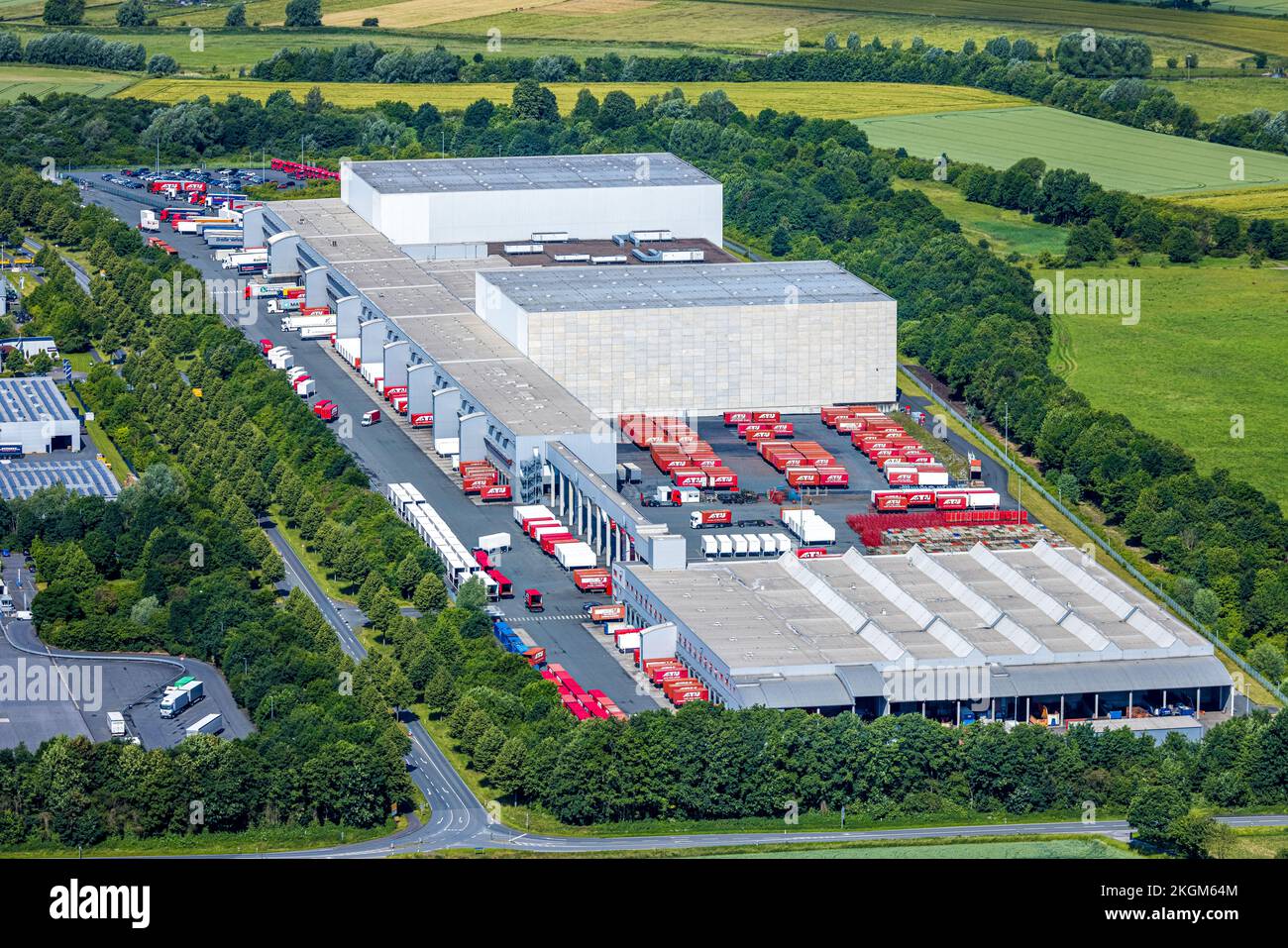 Aerial view, Hansaring industrial park with ATU warehouse, Werl ...