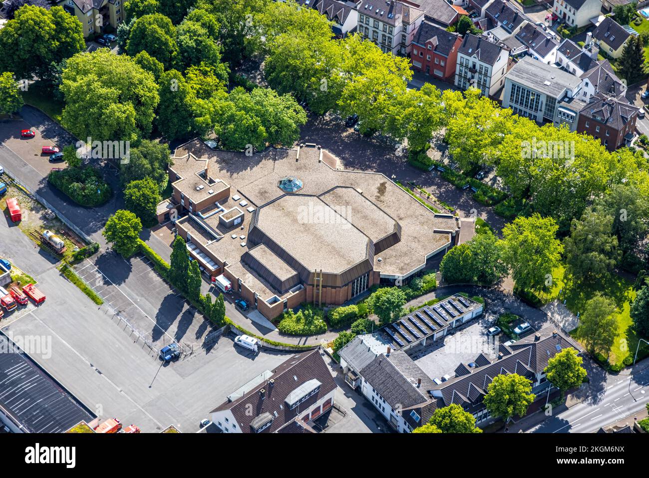 Aerial view, Werl City Hall, Werl, Soester Boerde, North Rhine ...