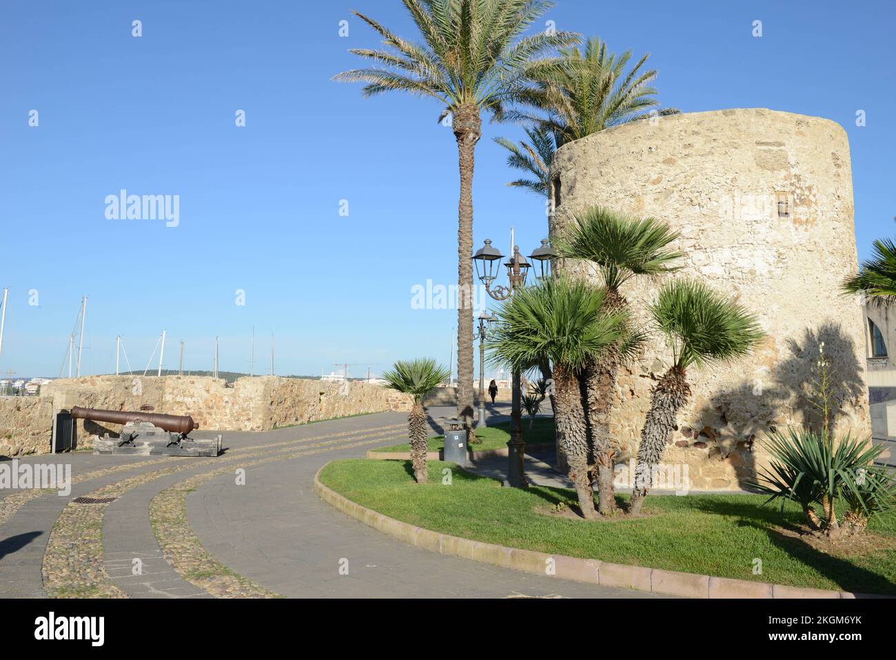 View at the pedestrian zone of Alghero on Sardinia in Italy Stock Photo ...