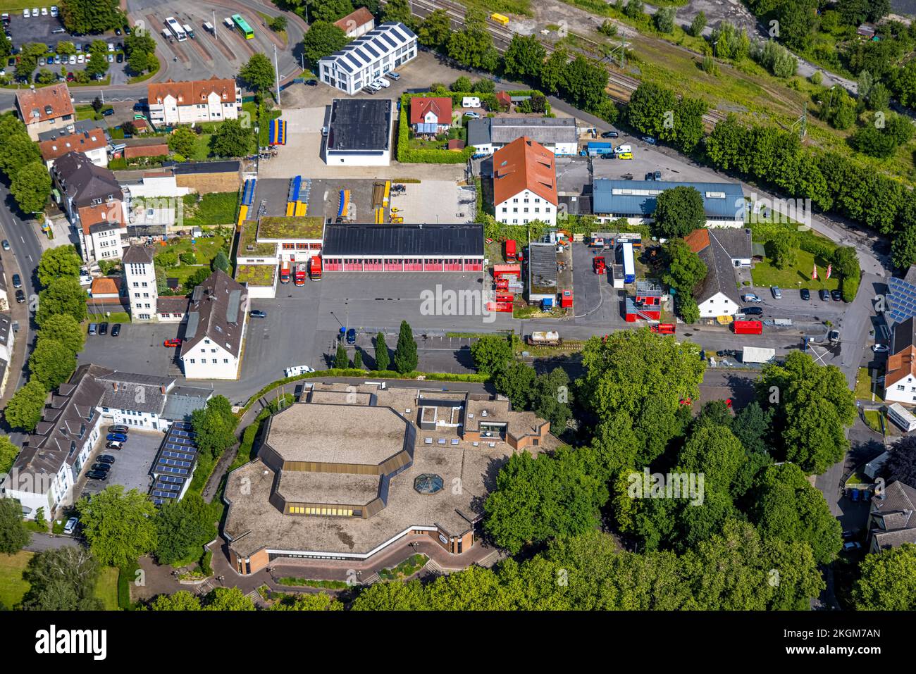 Aerial view, Werl municipal hall, Werl municipal utility, Werl ...