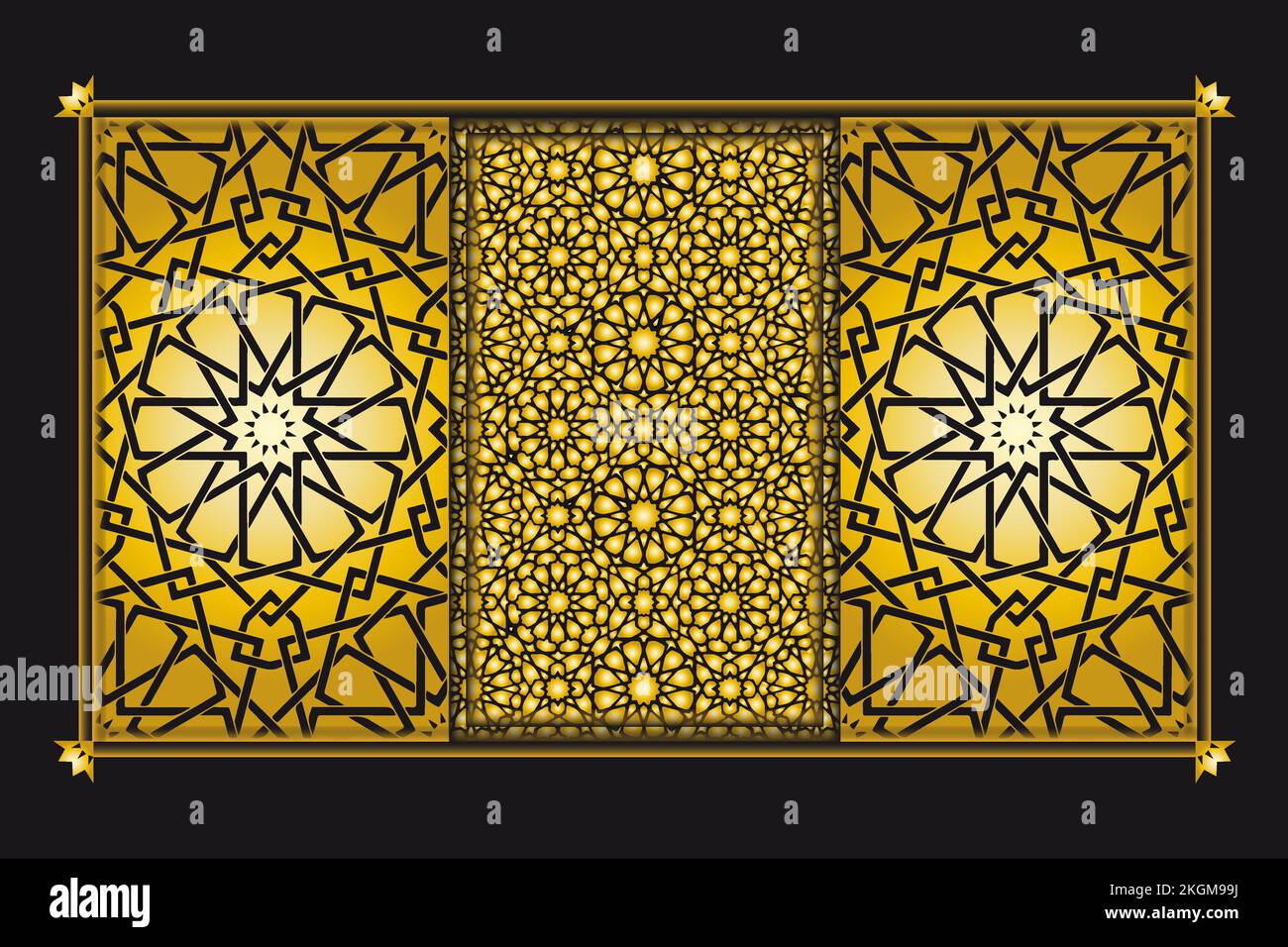 Arabesque golden pattern background collection, Gold Luxury background islamic ornament vector ...