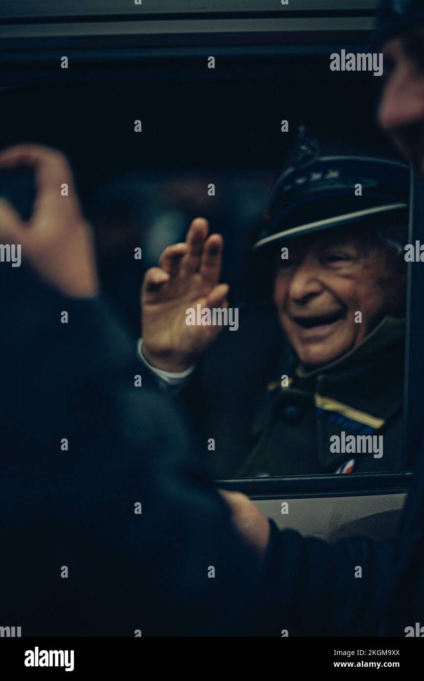 A vertical of a Polish veteran in a military, combat uniform looking ...
