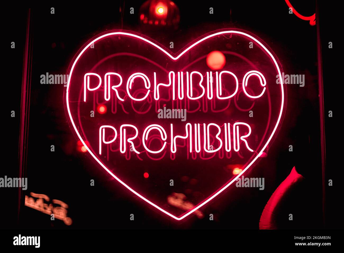 A heart shaped sign with a note prohibited Stock Photo - Alamy