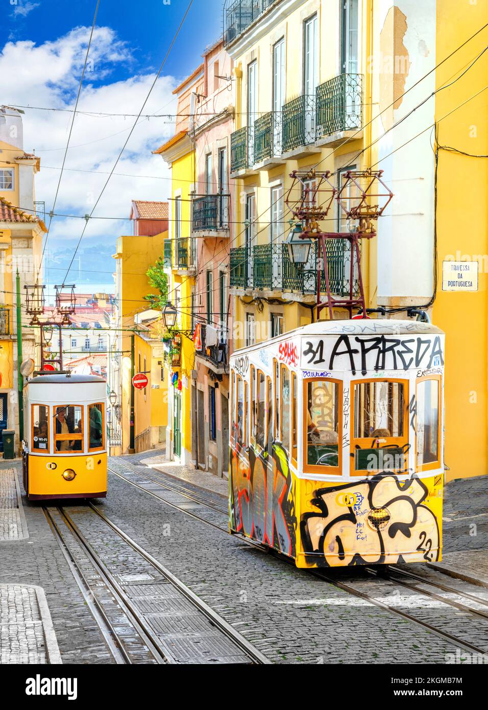 Two Elevador da Bica,Historic The Bica Funicular, sometimes known as ...