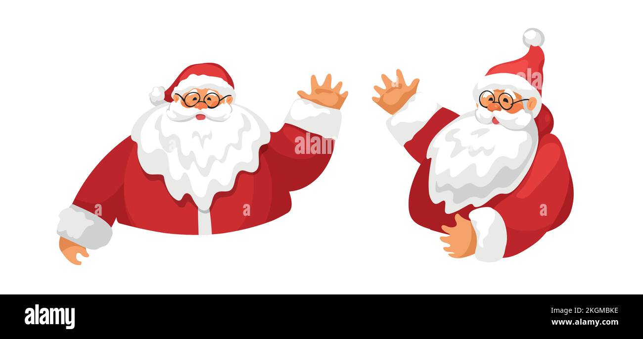 Bust portrait of Santa Claus waving hello. Christmas character for ...