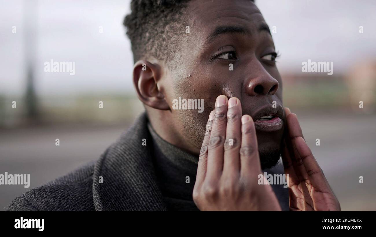 Anxious angry black man hi-res stock photography and images - Alamy