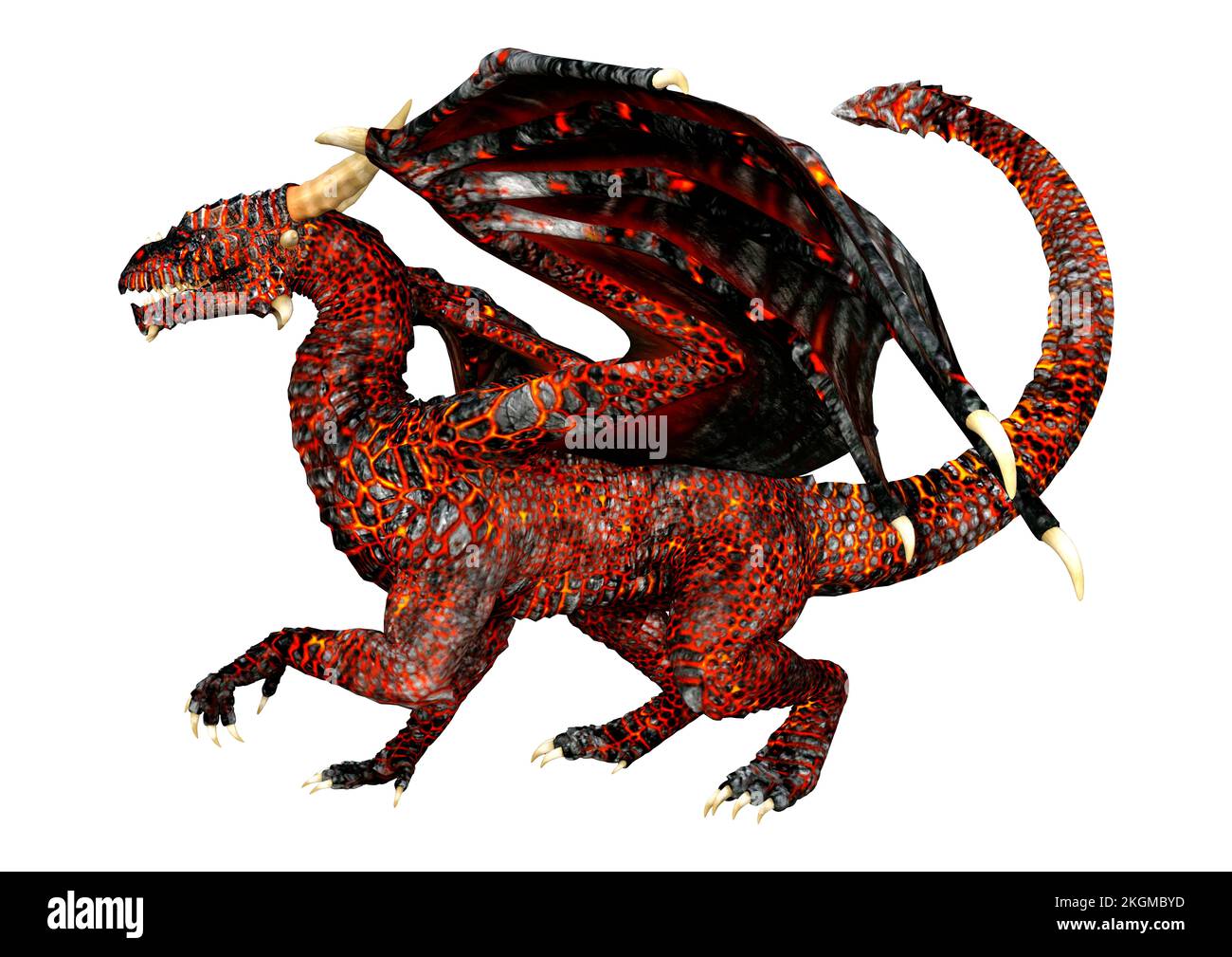 3D rendering of a fantasy dragon isolated on white background Stock ...