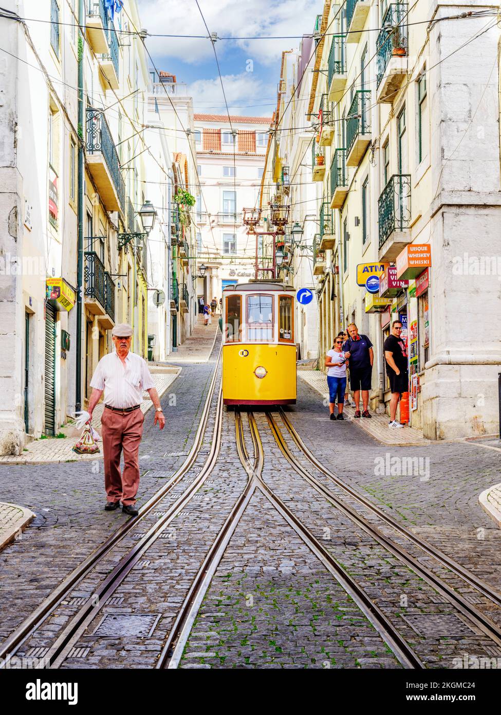 Street Scene Elevador da Bica,Historic The Bica Funicular, sometimes ...
