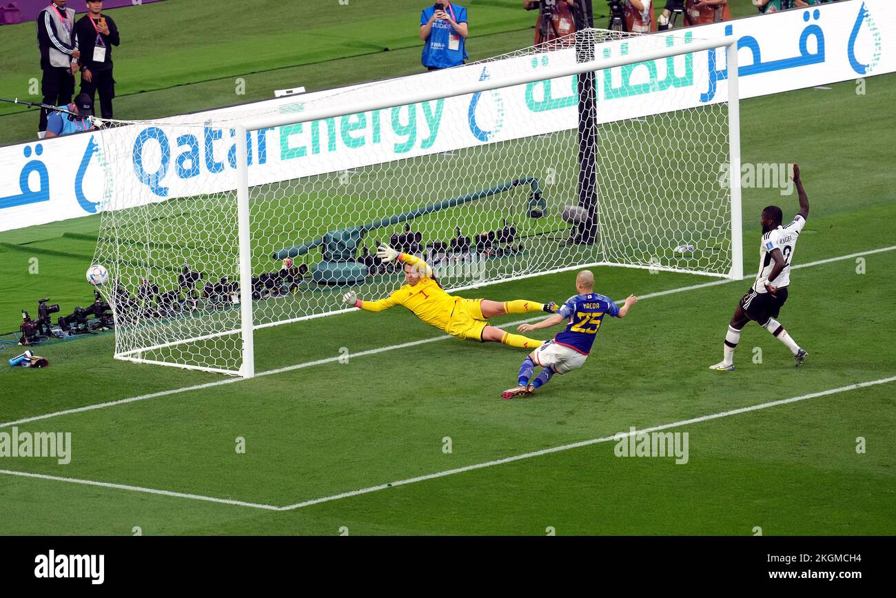 Japan’s Daizen Maeda scores their side's first goal of the game before ...