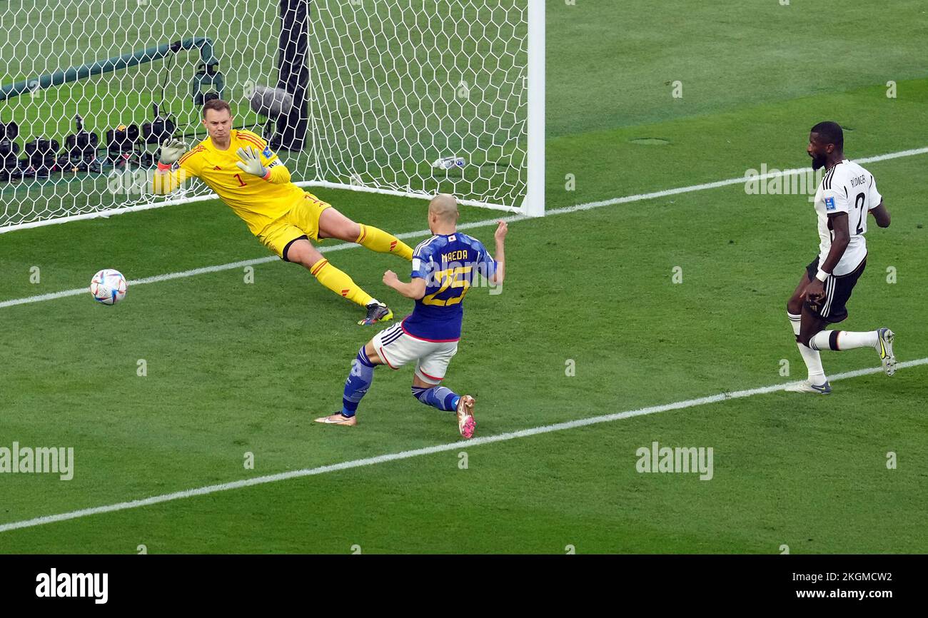 Japan’s Daizen Maeda scores their side's first goal of the game before ...