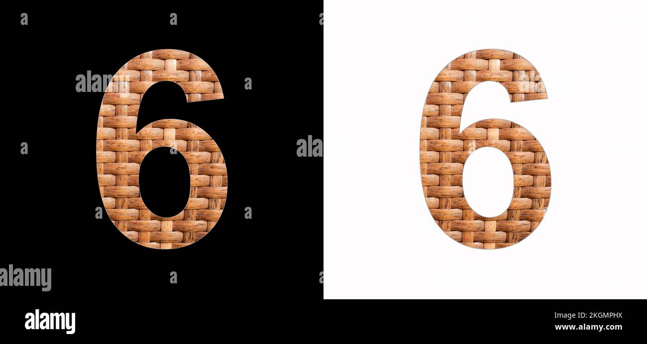 Number 6 (six) - Natural rattan background Stock Photo - Alamy