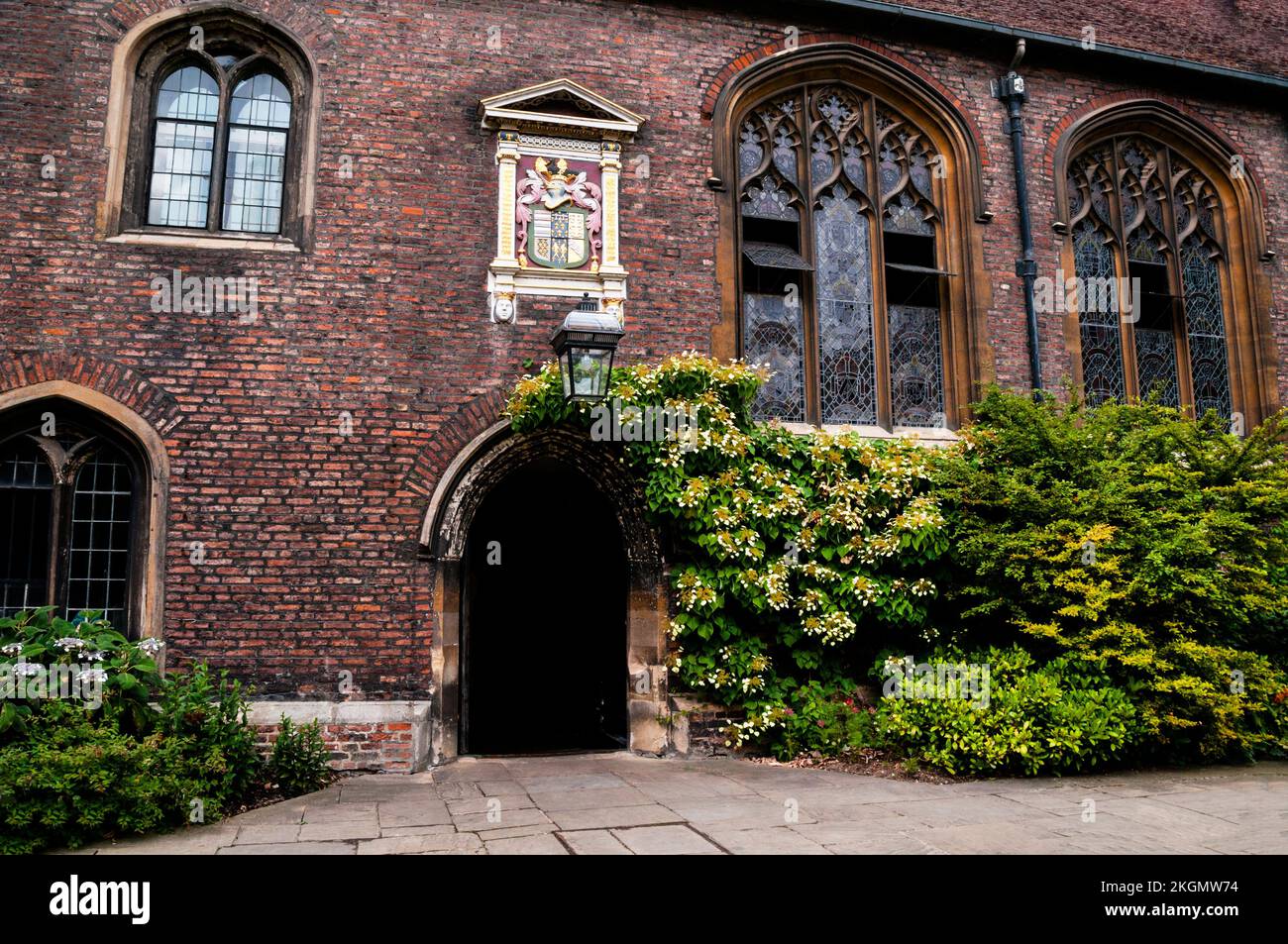 Coat of Arms over dining hall entrance in Old Court at Queens College ...